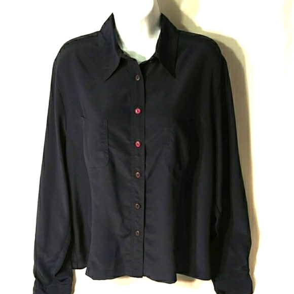 Pendleton | Tops | Vintage Pendleton Blouse Classic Navy Blue Front Pockets Button Down Siz ...